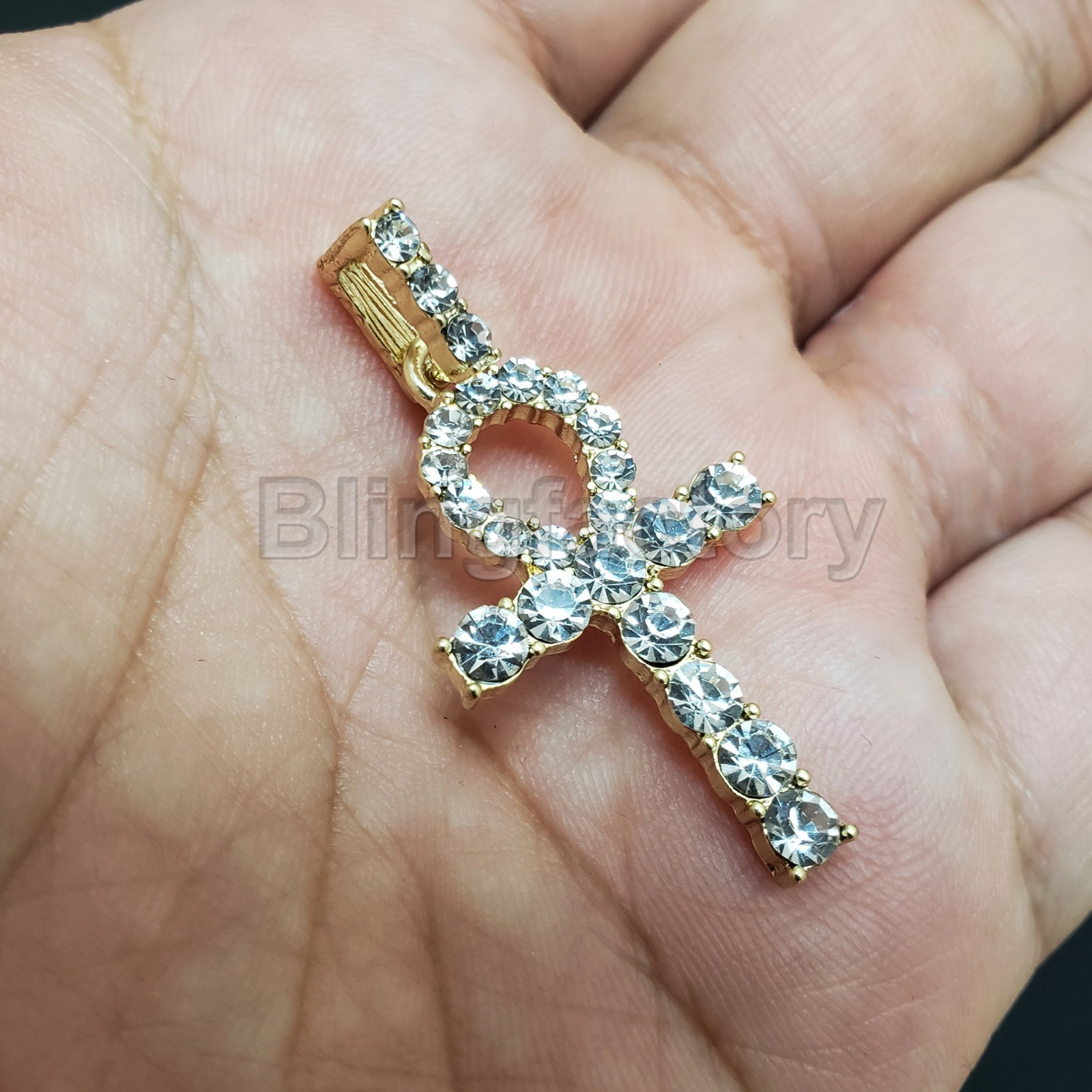 Colorful Ankh Cross & 20" Herringbone Chian & 18" 1 Row Tennis Choker ...