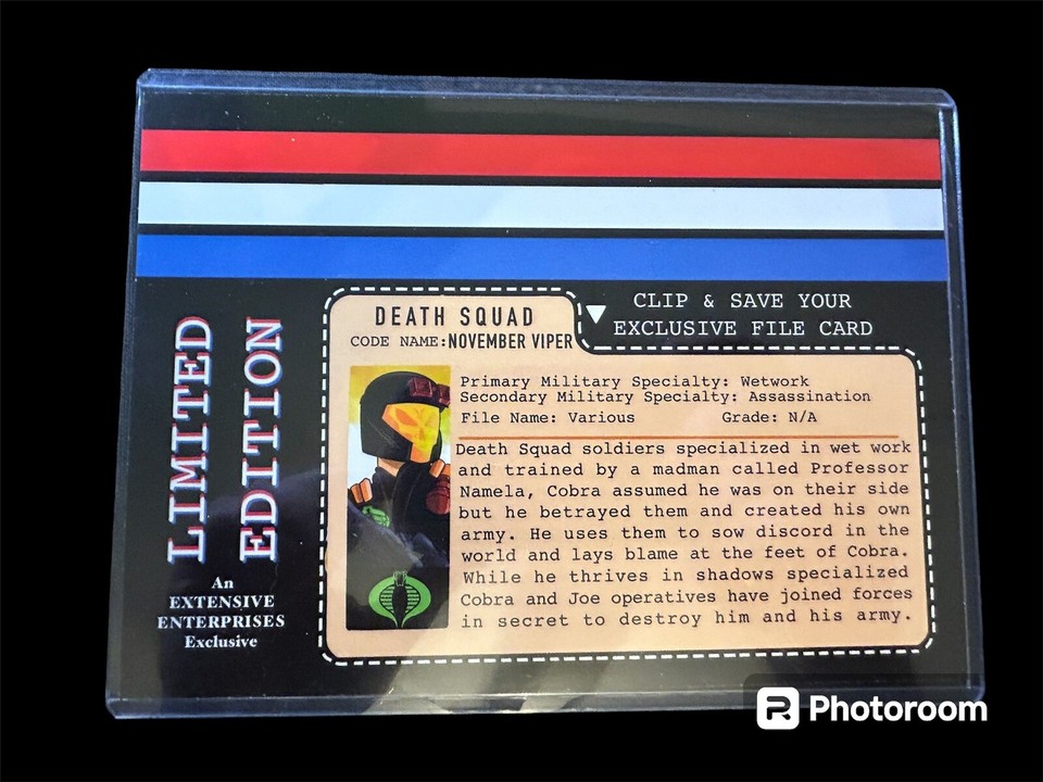Cobra Death Vipers Viper Black Major Custom GI Joe 1986 Vintage Style w ...
