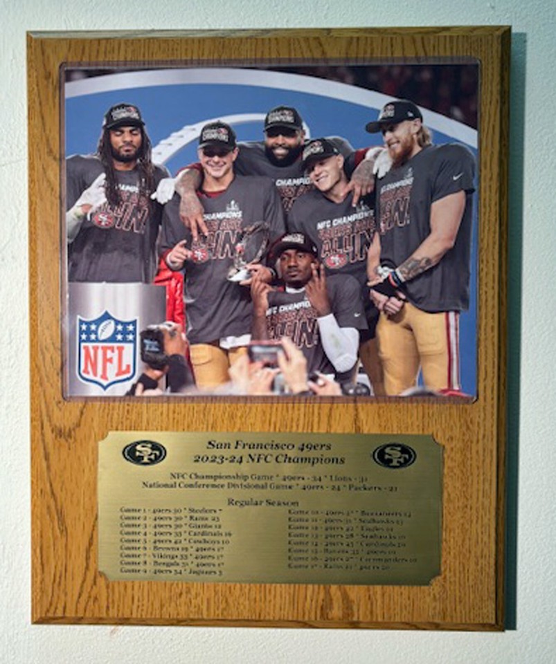 San Francisco 49ers 2023-24 NFC Champions 8x10 photo plaque w engraved ...