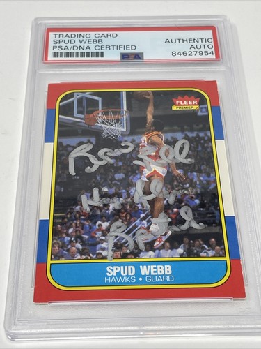 1986 Fleer Spud Webb PSA Signed & inscribed High Flying Sputnik Auto ...