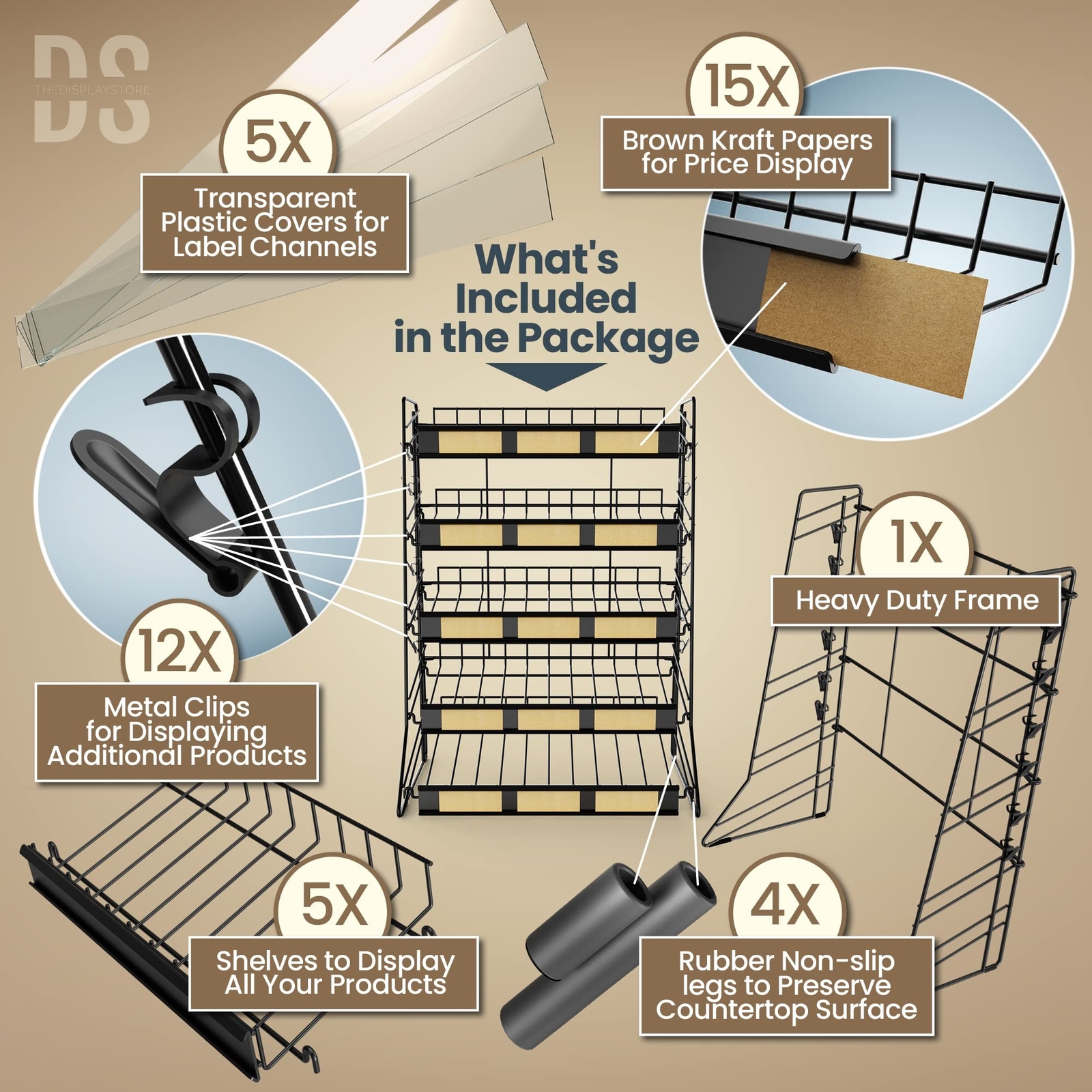 5 Tier Candy Display Rack, Large Snack Organizer For Countertop, Home ...