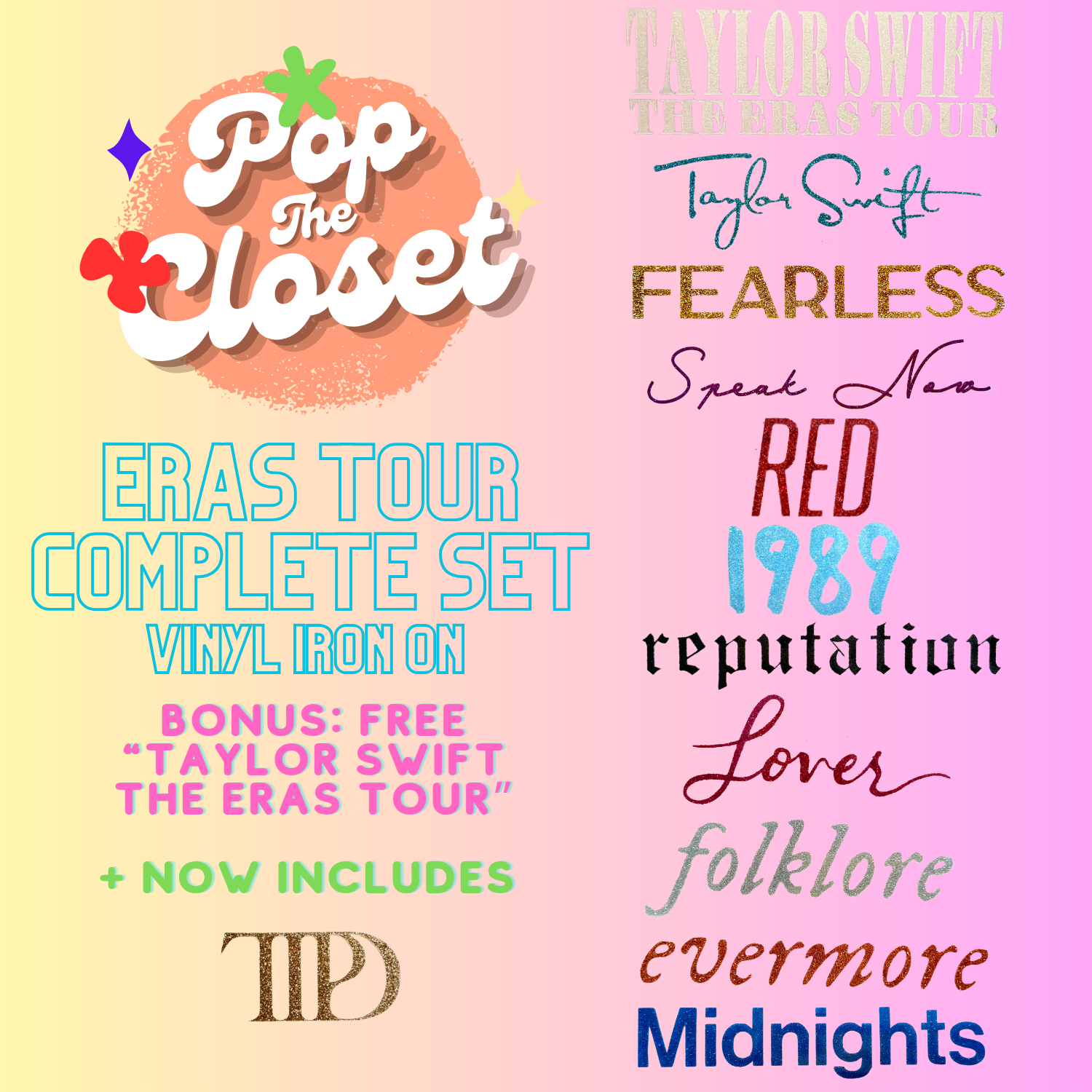 Taylor Swift The Eras Tour Iron On Patches, 4 INCHES, PLUS FREE Eras ...