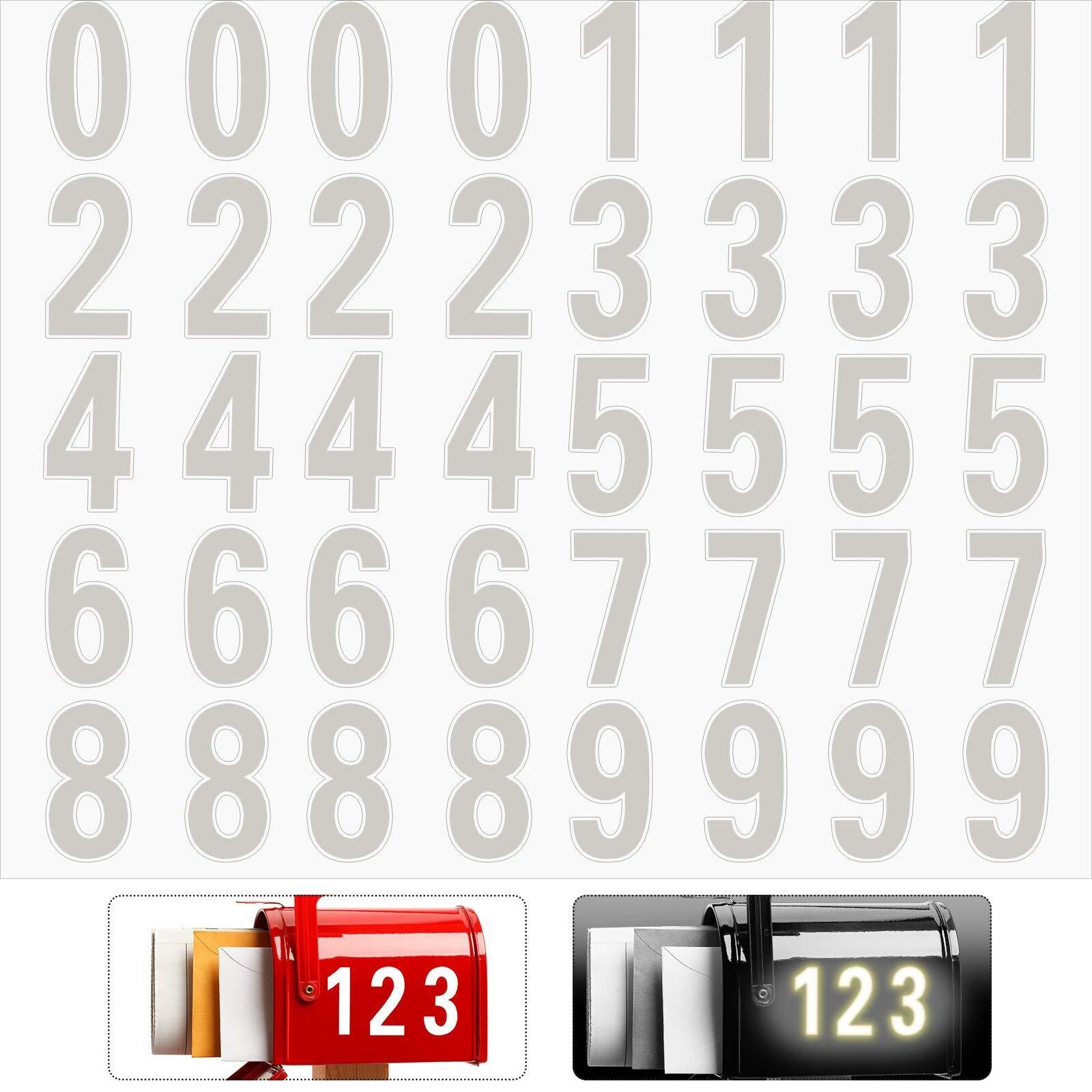 Reflective Vinyl Sticker Numbers 0-9 Decal Mailbox Trash Can House ...