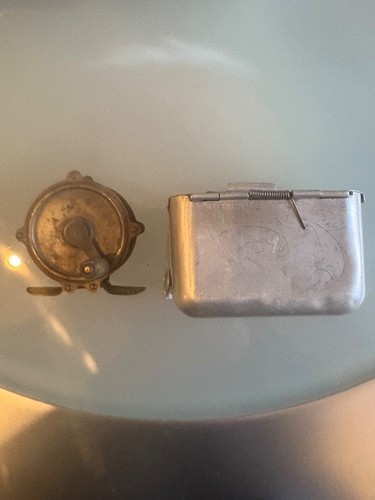 Small vintage brass fishing reel vintage metal bait baffles box for ...