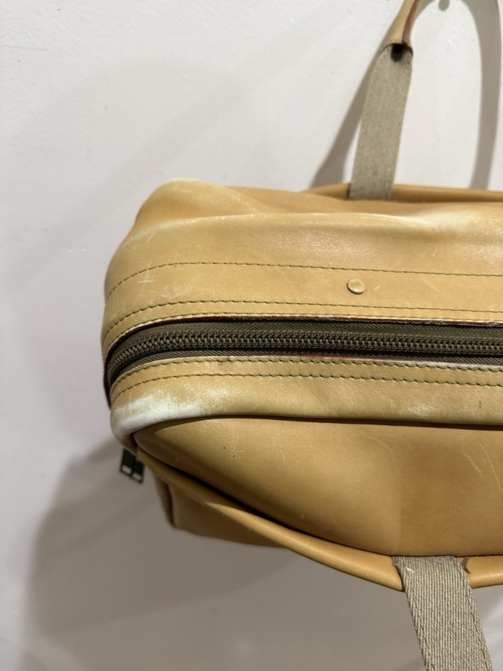 Genuine LOEWE Vintage Leather Luggage Travel Bag Tan Carry On Made in ...