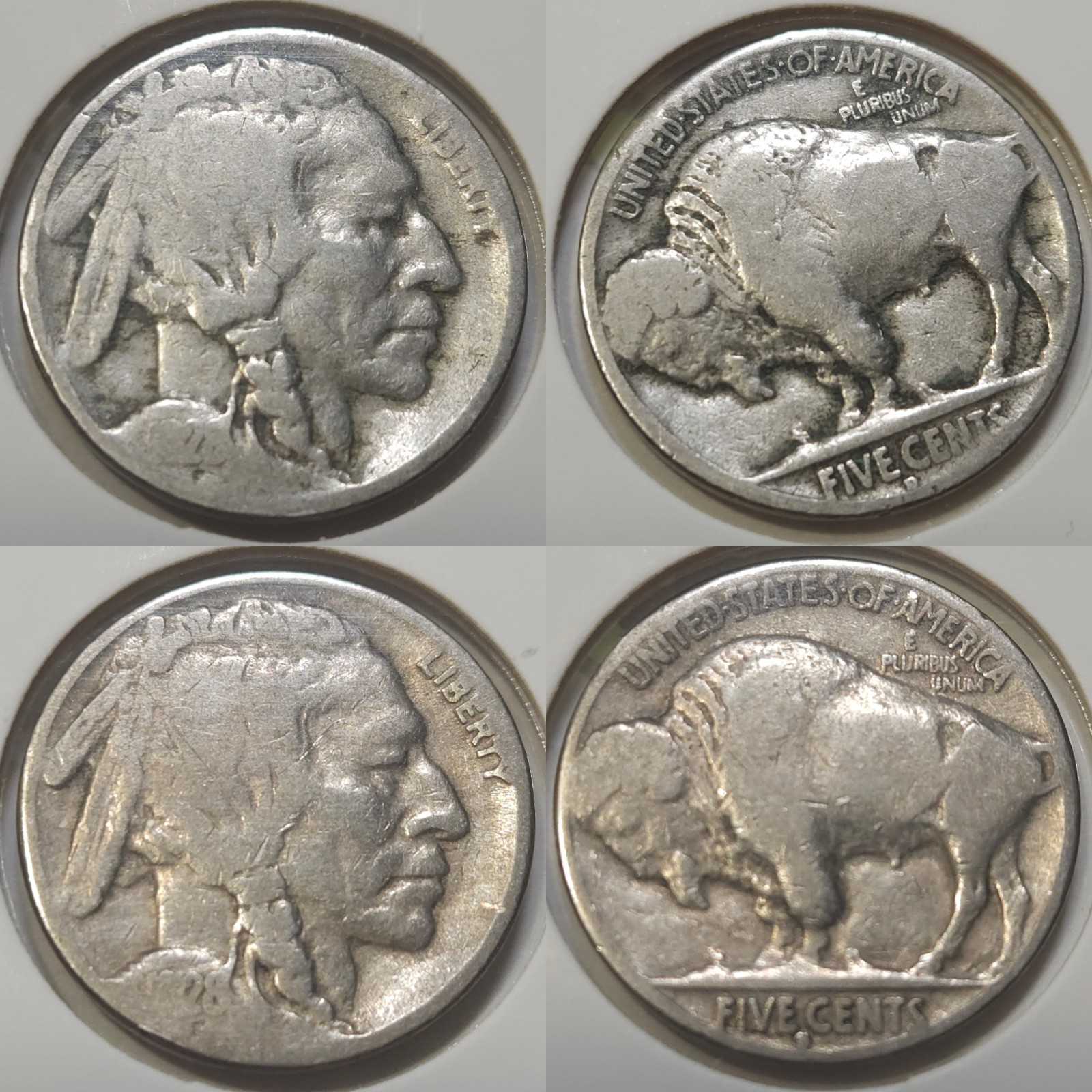 Lot of (2) Buffalo Nickels: 1928-D & 1928-S - F Details: Weak Obv. & VG ...