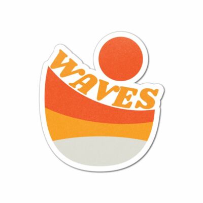 Retro Sun Waves Sticker Decal Beach Sand Orange Wavey Vintage | eBay ...