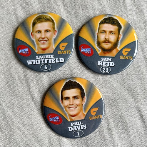 RARE 2013 GWS GIANTS AFL PLAYER BADGES PINS LOT PHIL DAVIS WHITFIELD ...