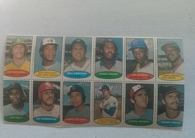 1974 Topps baseball stamp panel 12 stamps with Carlton Fisk Nmint/mint ...