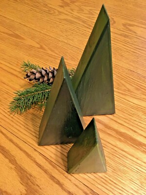Wooden Evergreen Tree Trio Set of (3) Winter/Holiday Decorations | eBay