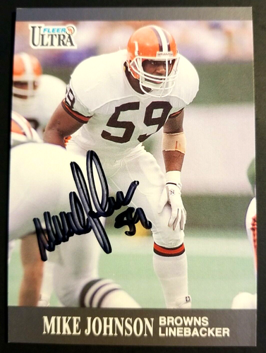 Mike Johnson Cleveland Browns 1991 Fleer Ultra #28 Autographed Football ...