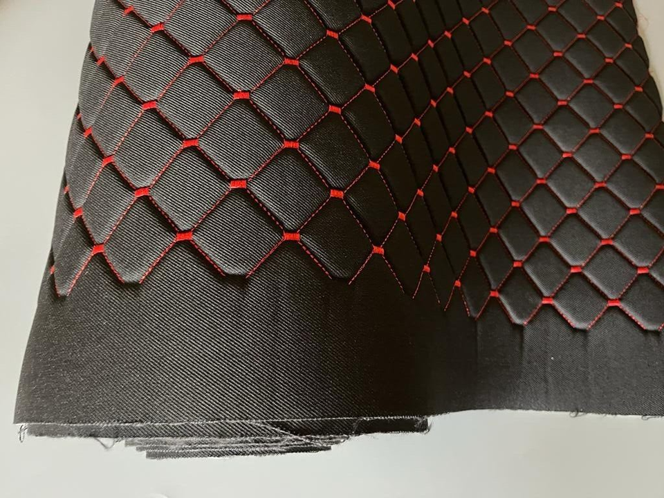 Black/red Diamond Stitch Embossed Fabric Lining Car Upholstery ...