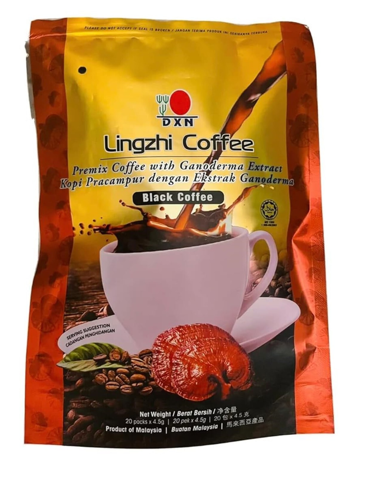 DXN Lingzhi BLACK Coffee Classic Instant Coffee Ganoderma Reishi 20pcs ...