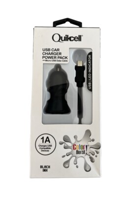 Quikcell USB Car Charger Power Pack Micro USB Data Cable Nwt | eBay