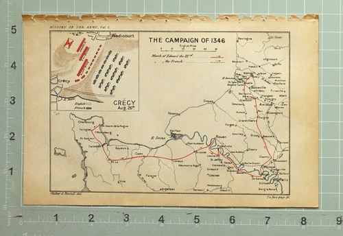 Landkarte/Kampf Plan Campaign Von 1346 Crecy ! 26th Black Prince ...