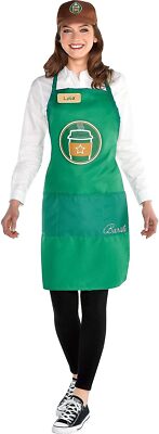Barista Kit Coffee Shop Worker Fancy Dress Up Halloween Adult Costume ...