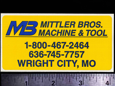 MITTLER BROS. Machine & Tool Wright City, MO Orig. Vintage Racing Decal ...