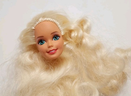 BARBIE HEAD ONLY LIGHT BLONDE LOOSE WAVES PINK LIPS FOR REPLACEMENT OR ...