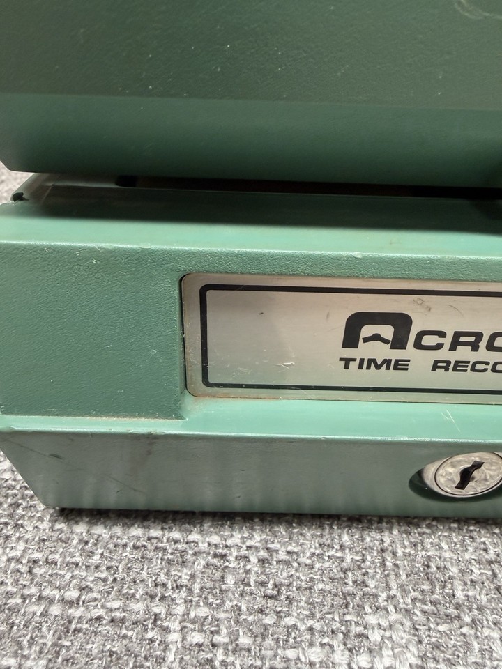 VINTAGE Acroprint Time Recorder Co TIME CLOCK Green Model 125NR4 No Key ...