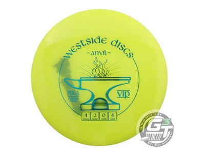 USED Westside Discs VIP Anvil 171g Yellow Teal Foil Midrange Golf Disc ...
