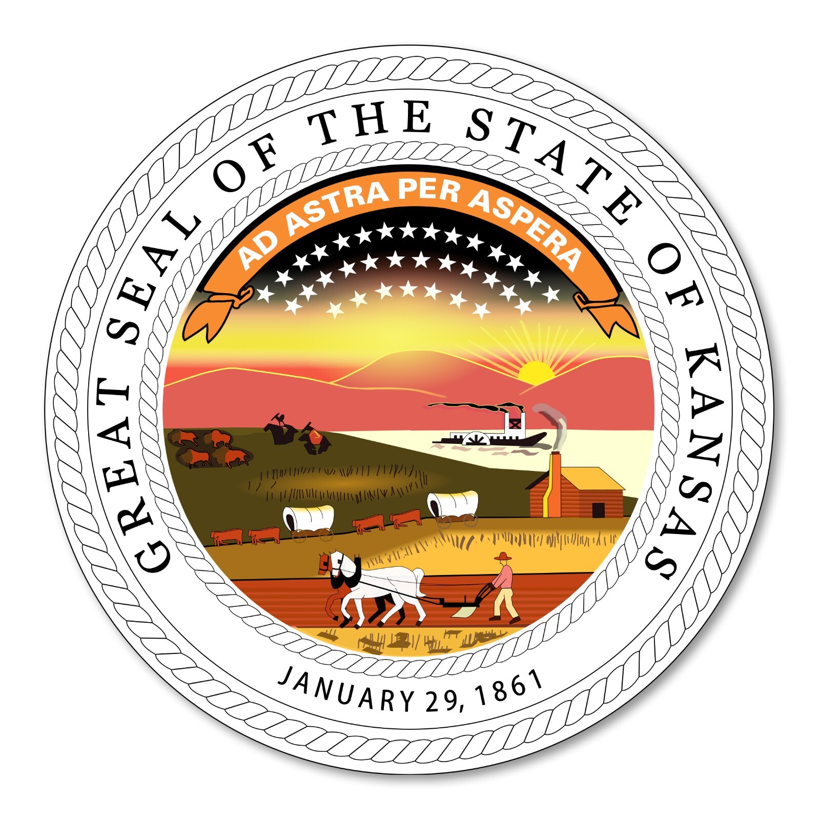 Seal of Kansas State Flag Car Truck Window Bumper Laptop Vinyl Sticker ...