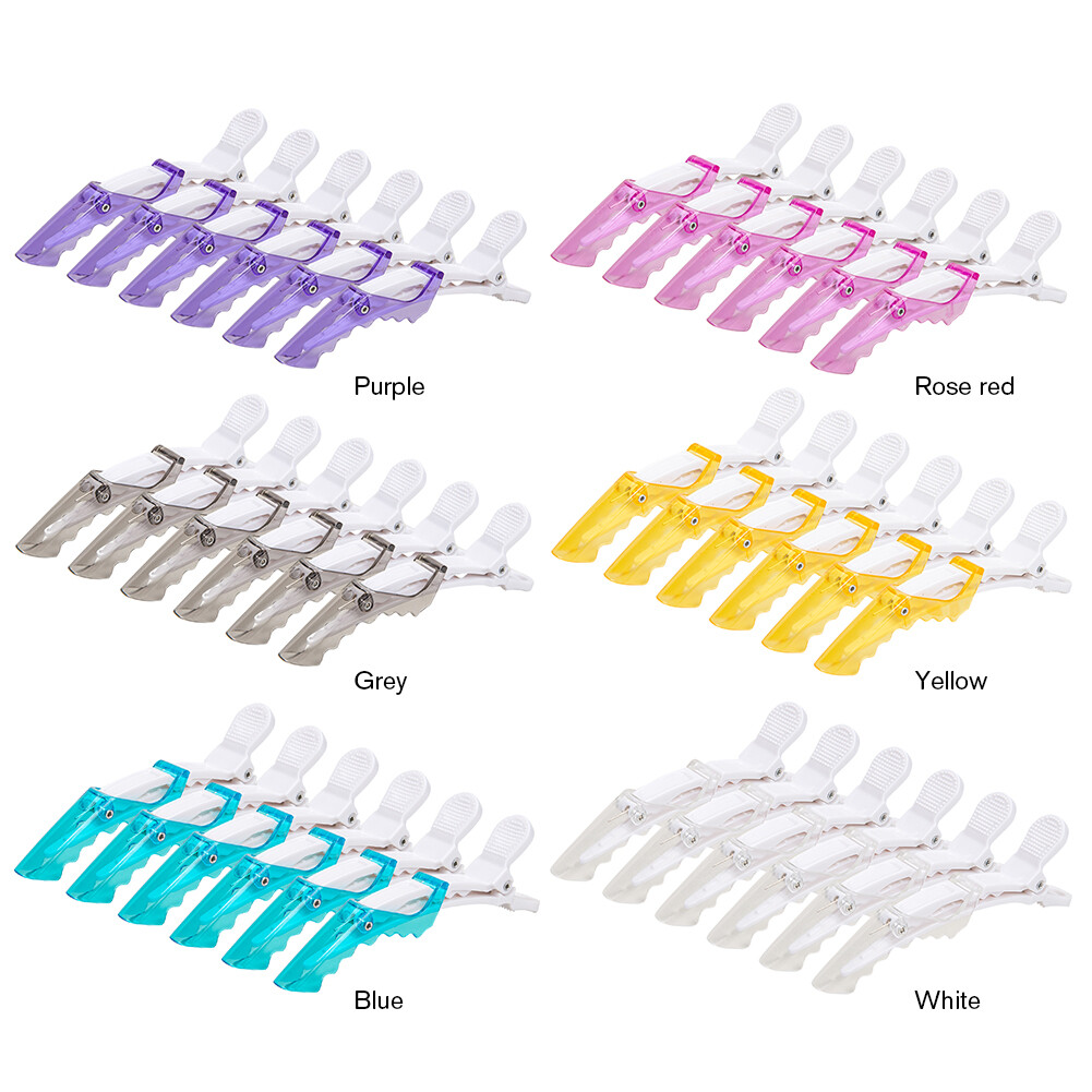 6pcs Clips Barber Non-Slip Plastic Fixation Dual Port Design Styling ...