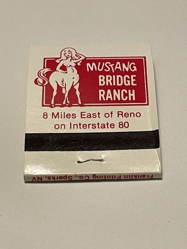 VINTAGE World Famous Mustang Bridge Ranch Brothel Matchbook! Full ...