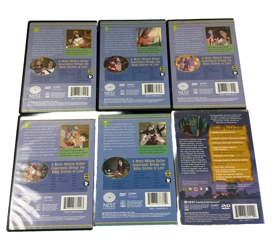 Living Scriptures/Nest Animated Stories from the Bible (Lot of 6 DVDs ...