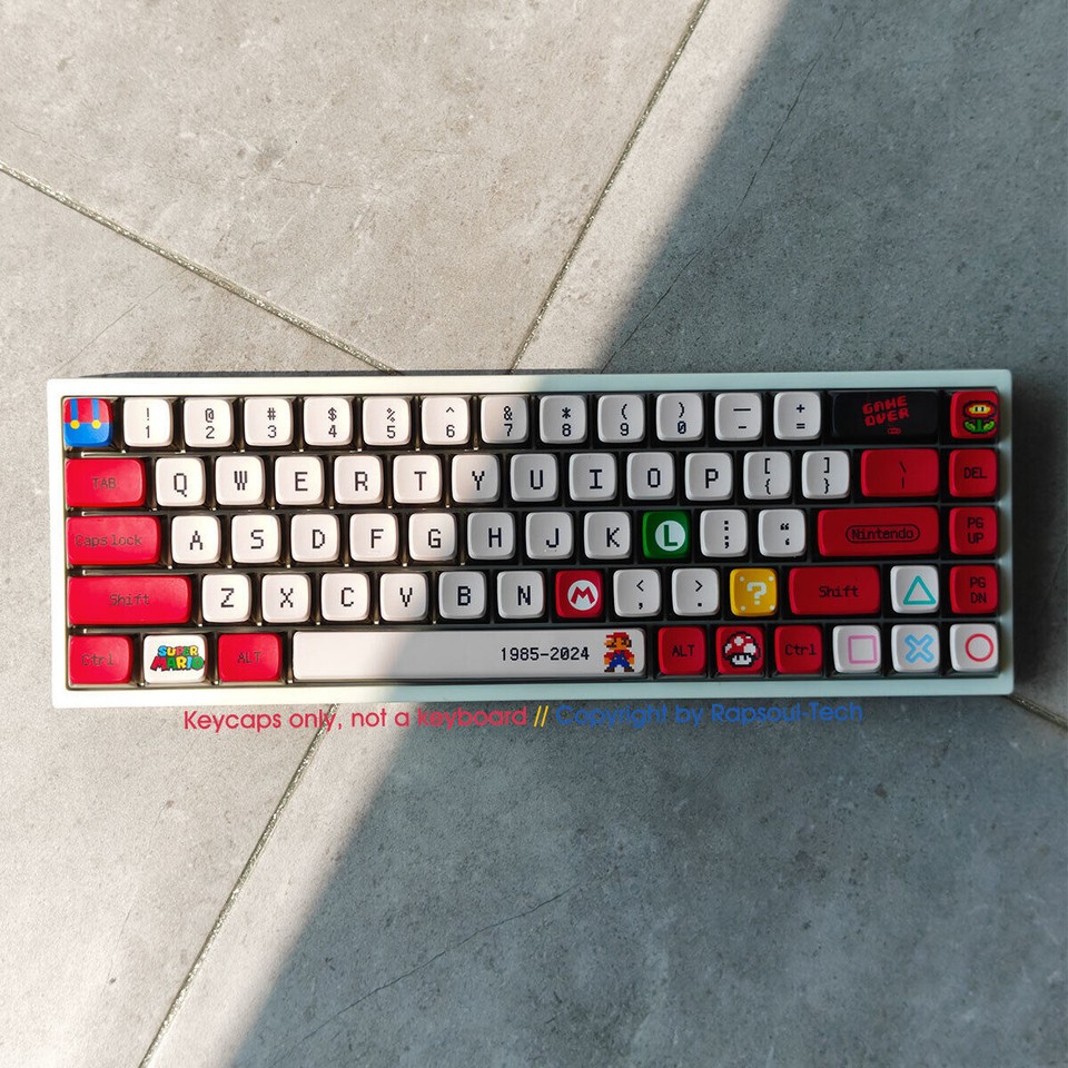 Super Mario Keycaps Set Red White PBT Pudding for Cherry MX Mechanical ...