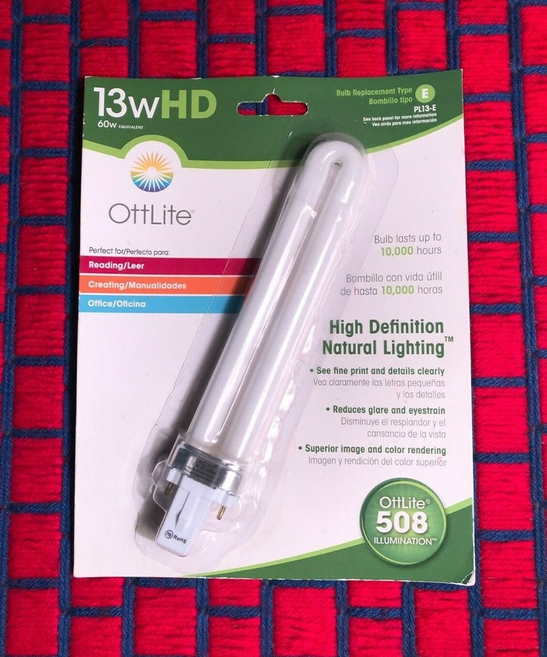 NEW Genuine Ott-lite type E fluorescent 13w light bulb PL13-E desk lamp ...
