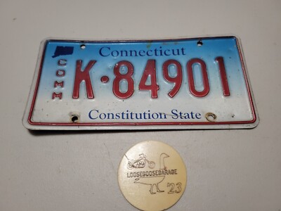 03-10 Connecticut License Plate Commercial K84901 Red Blue White K ...