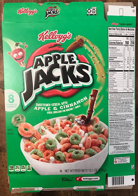 EMPTY Kellogg's Apple Jacks Cereal Box CinnaMon Bad Apple Comics ...