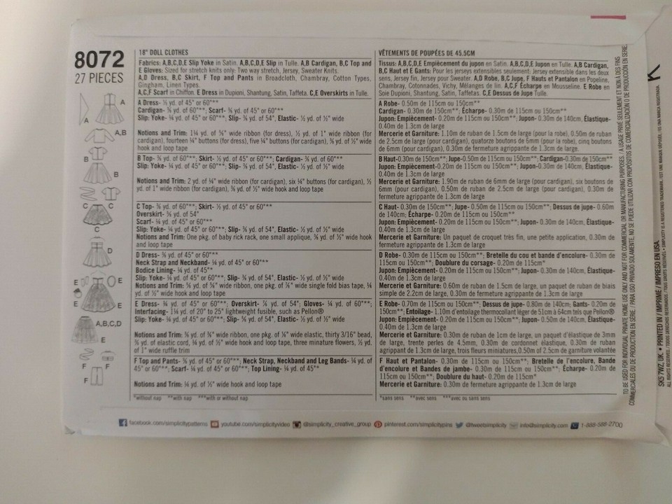 New Assorted Sewing Patterns: Simplicity Range 8027-8097 | eBay UK