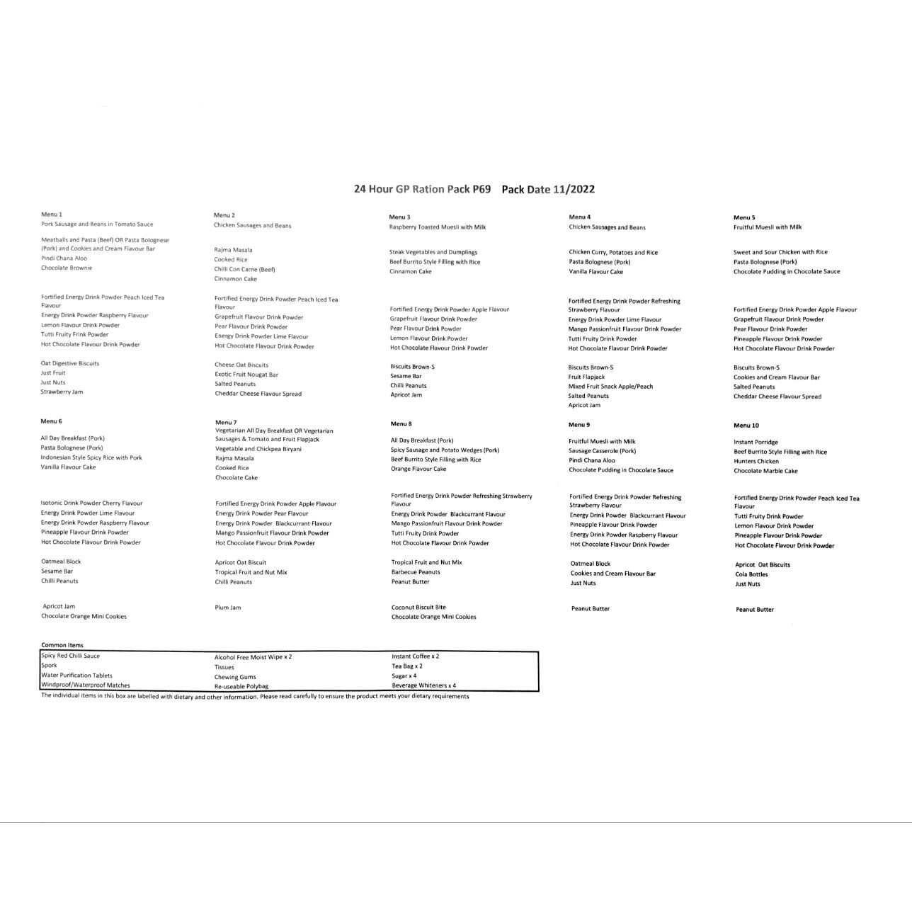 British Army Ration Pack 24 Hour Army Issue NEW Camping Hiking ...
