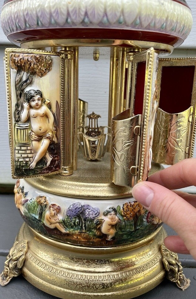 Reuge Capodimonte Porcelain Musical Lipstick Cigarette Carousel Music ...