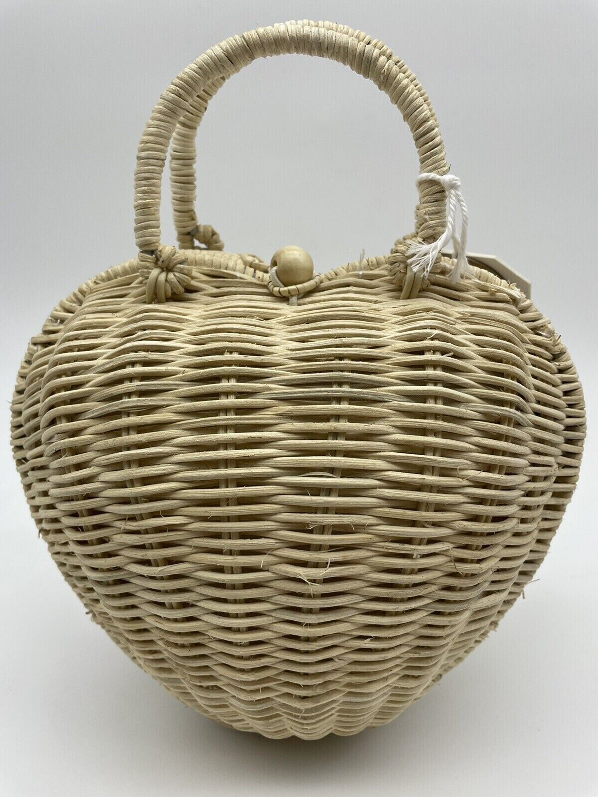 Handmade Heart Shaped Rattan Wicker Luvya Bag, Storage Basket Cotton ...