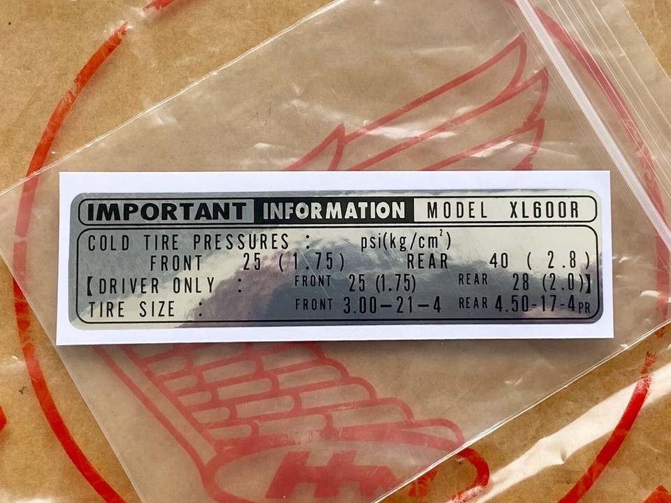 HONDA TRAIL XL600R DECAL STICKER MARK CAUTION SET | eBay