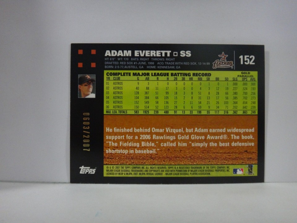 2007 Topps Gold #152 Adam Everett /2007 - NM-MT | eBay
