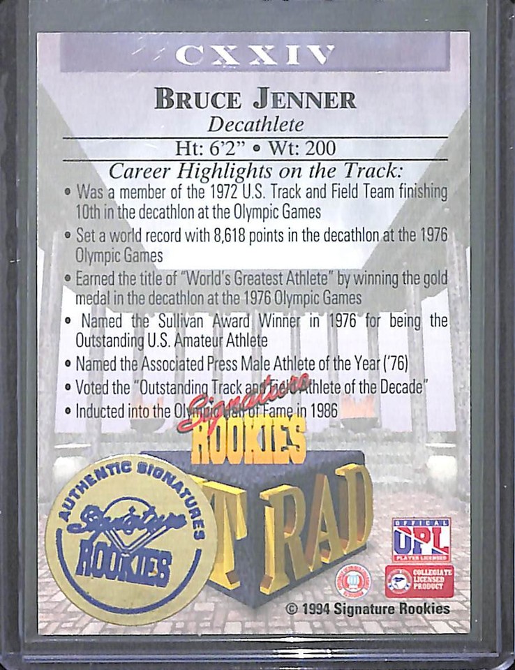 1994 Signature Rookies Tetrad Titans Autograph CXIII Bruce Jenner No ...