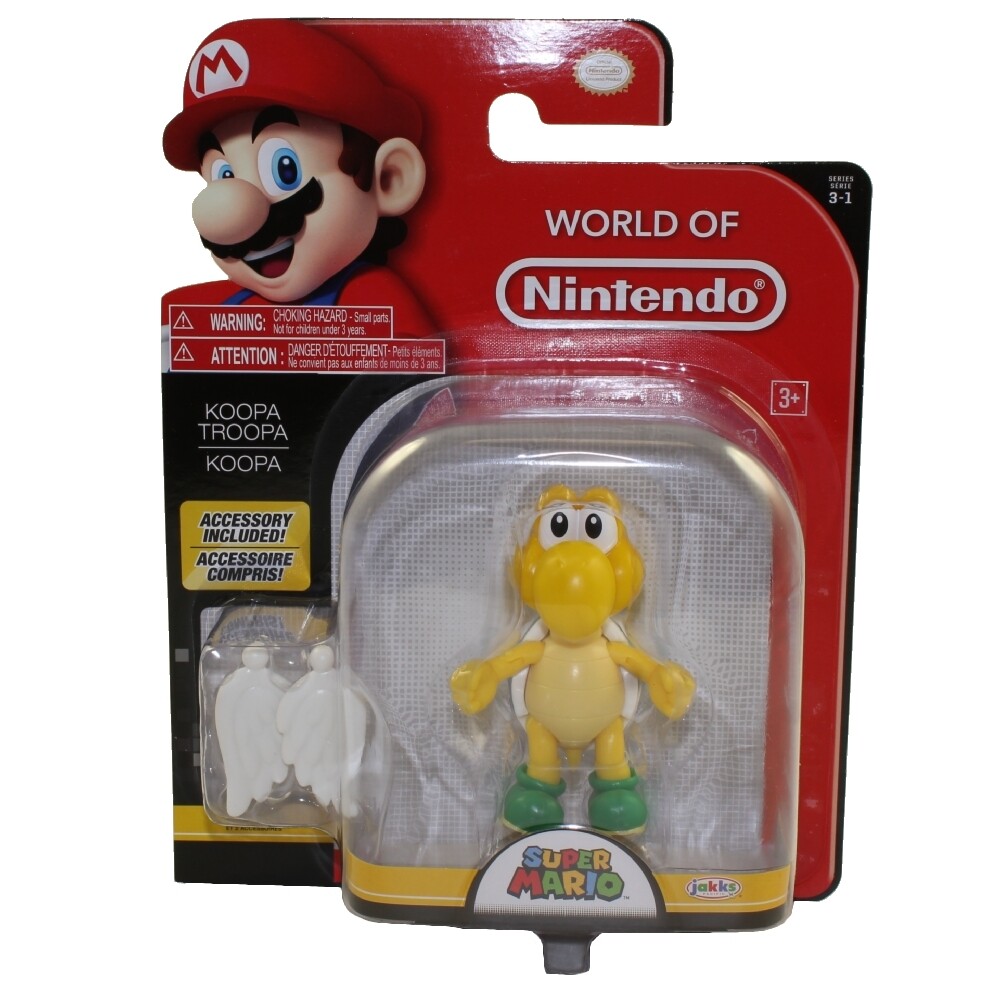 World of Nintendo 4 Green Shell Koopa Para Troopa With Wings Action ...