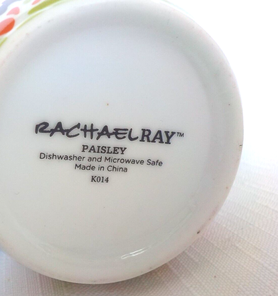 Two PAISLEY Coffee Mugs Tea Cups by RACHAEL RAY Discontinued Pattern ...