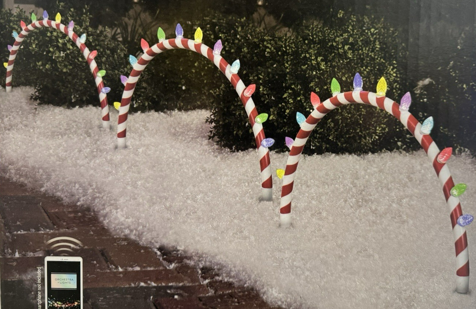 Gemmy Orchestra of Lights Color-Changing Candy Cane Pathway Arch LED ...