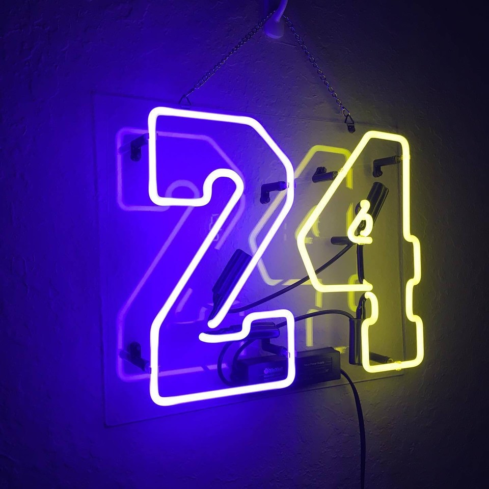 Basketball Number 24 Acrylic Neon Lamp Sign 14"x10" Light Glass ...