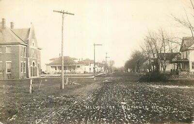 Real Photo Postcard Melvin Street Scene in Bellflower, Illinois - used ...