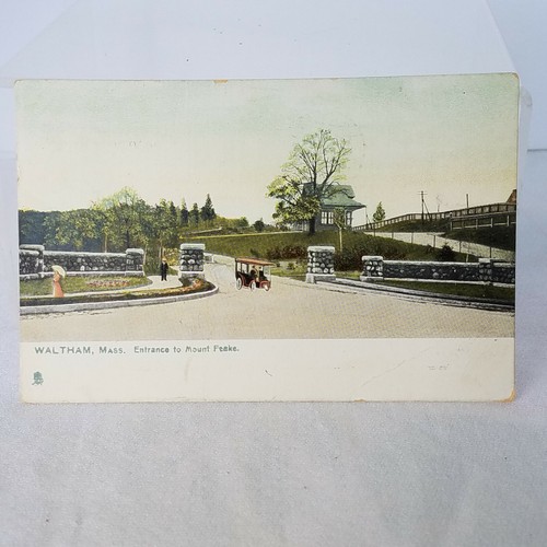 c1908 Waltham MA. Entrance to Mount Feake Cemetery Vintage Postcard ...