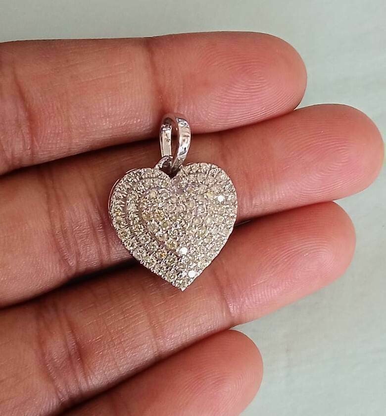 2Ct Round Cut VVS1 Diamond Cluster Heart Pendant 14k White Gold Over Free Chain | eBay