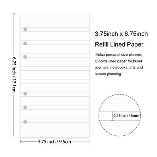 A6 Refill Paper 100 Sheets Lined Paper 6 Hole Punched - 5 Binder ...