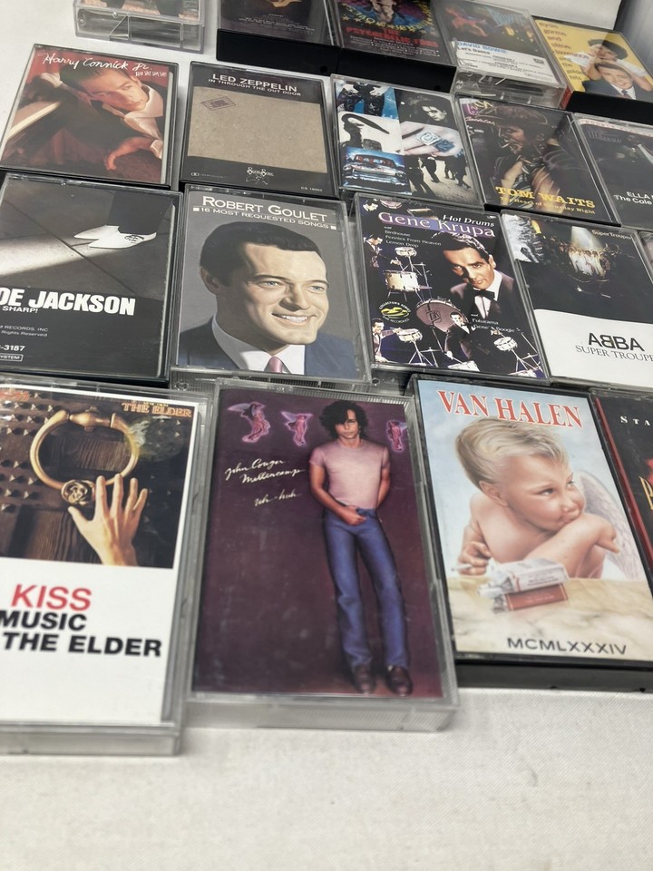 Huge lot Audio Cassettes Rock, Pop, Kiss, Van Halen, Zeppelin 22 Tapes ...
