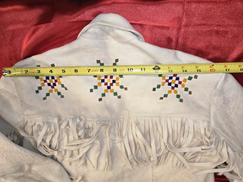 Handcrafted Vintage Native American White Elk Leather Fringed Jacket ...