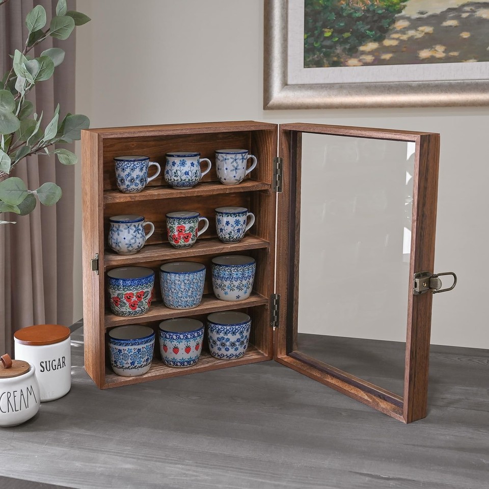 Wall Mounted Collectible Display Shelves Case Shadow Box with a Lock ...